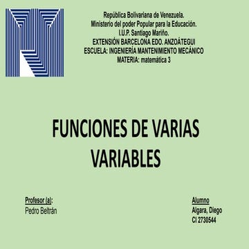 Funciones de varias variables | PPTX