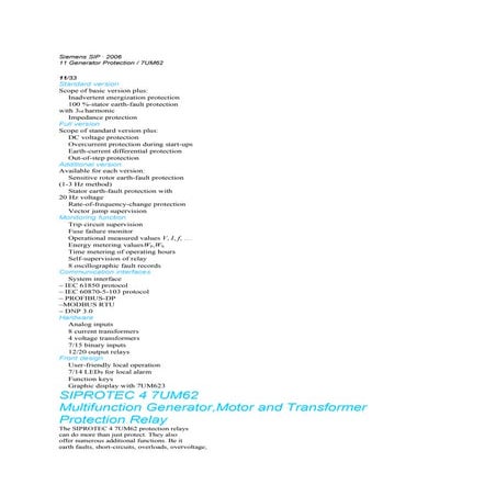 Protection relays and controls SIPROTEC 5 New Version V7.5 | PDF