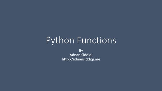 Python Advance Tutorial Advance Functions Ppt 1206