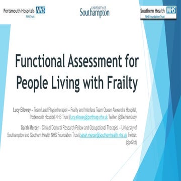 Focus on Frailty breakout session: Functional Assessment for People ...