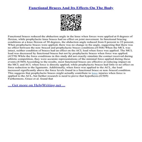 Functional Braces And Its Effects On The Body | PDF
