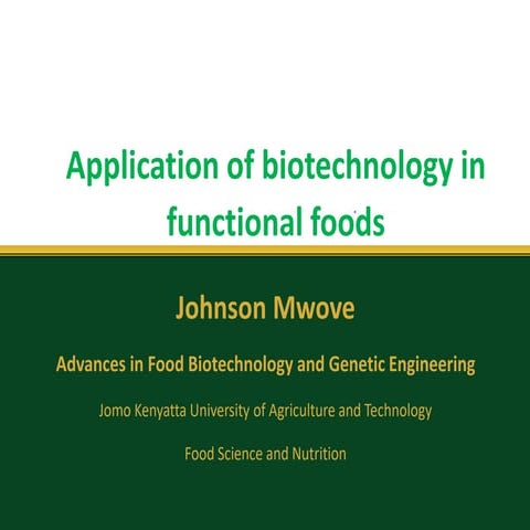 Application of biotechnology in functional foods | PDF