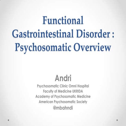 Functional Gastrointestinal Disorder : Psychosomatic Review | PDF