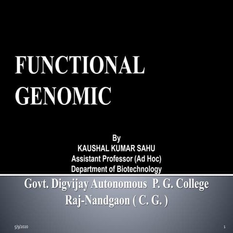 Functional Genomics And Tools Pptx