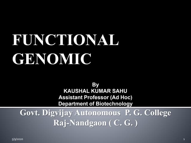 Functional Genomics And Tools Pptx