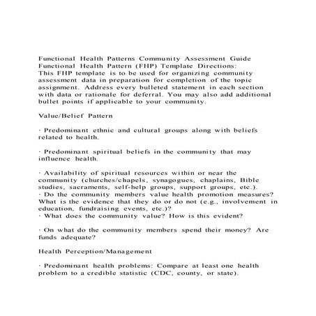 Functional Health Patterns Community Assessment GuideFunctio | DOCX