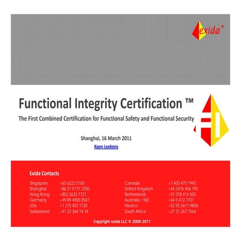 Functional integrity certification exida | PDF