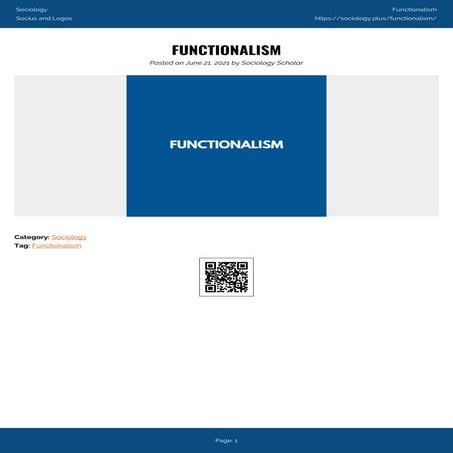 Functionalism in Sociology www.sociology.plus