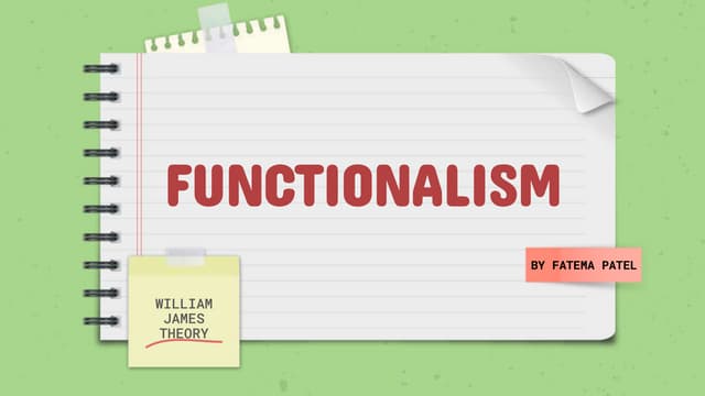 Functionalism in Psychology | PPTX