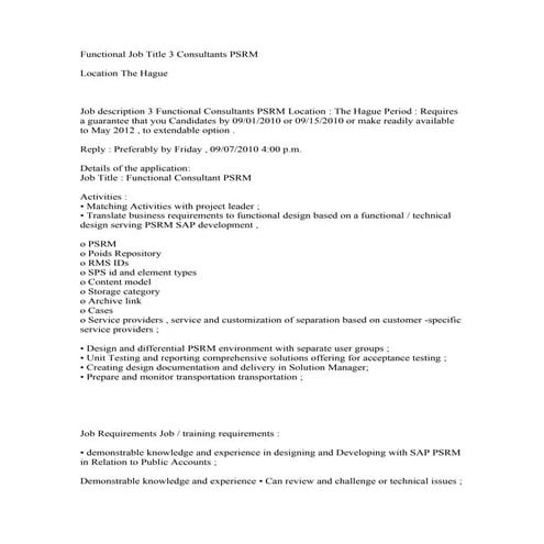 Functional Job Title 3 Consultants Psrm | DOC