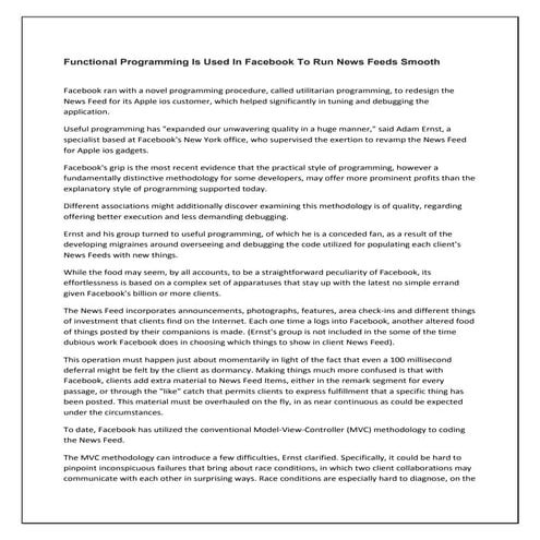 Functional programming is used in facebook to run news feeds smooth | PDF