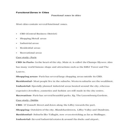 Functional zones in cities | DOCX