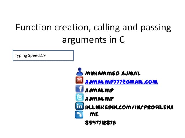 Function Creationcalling And Passing Arguments In C Ppt 2598