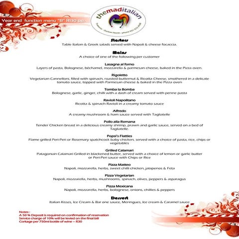 Function menu B year end R130 pp | PDF