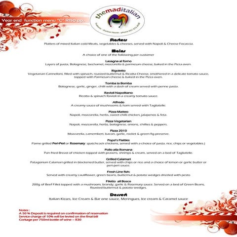 Function menu C year end R150 pp | PDF