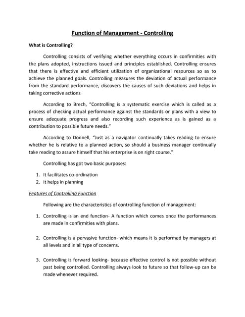 Controlling and Its Meaning, Nature, Importance,Elements,Process. | PPT