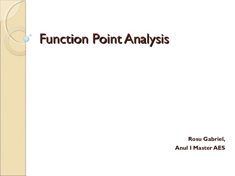 Function Point Analysis