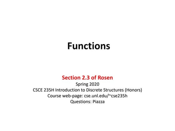 Functions in mathematics | PPT | Programming Languages | Computing