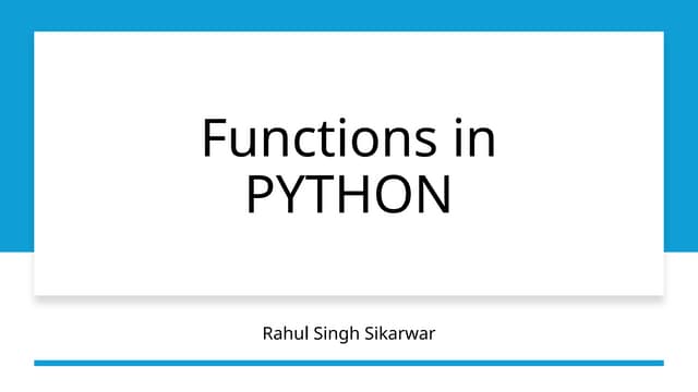 Use Of Functions To Write Python Programpptx 6784