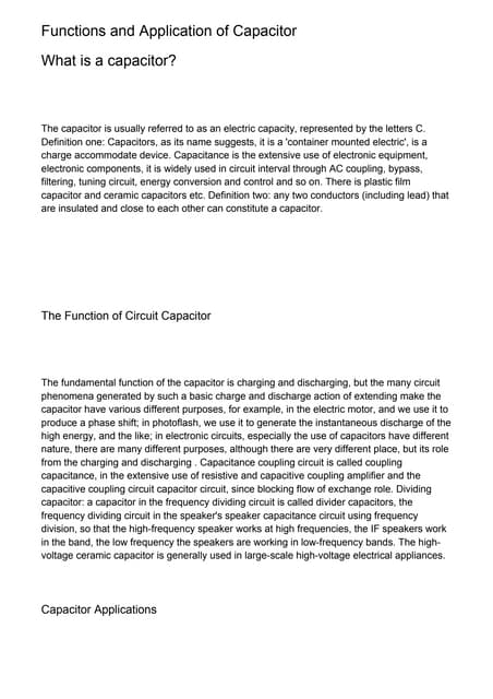 Types Of Capacitors And Their Applications | PPTX
