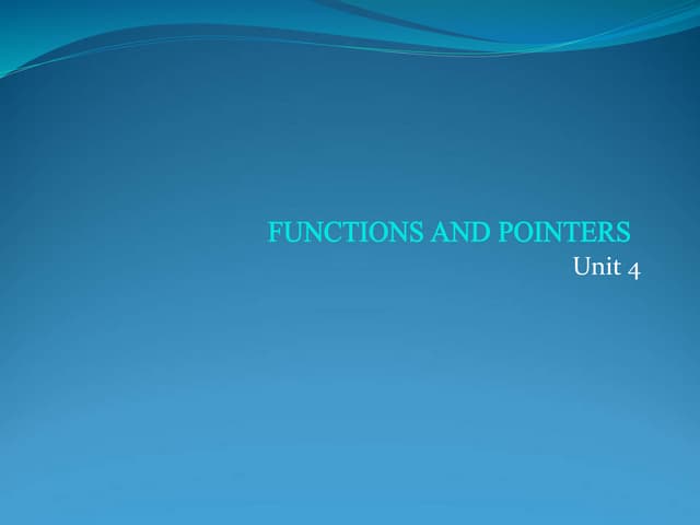 Functions And Pointersunit4 Ppt 5177