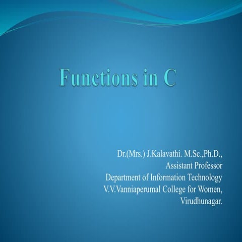 Functions In C | Ppt