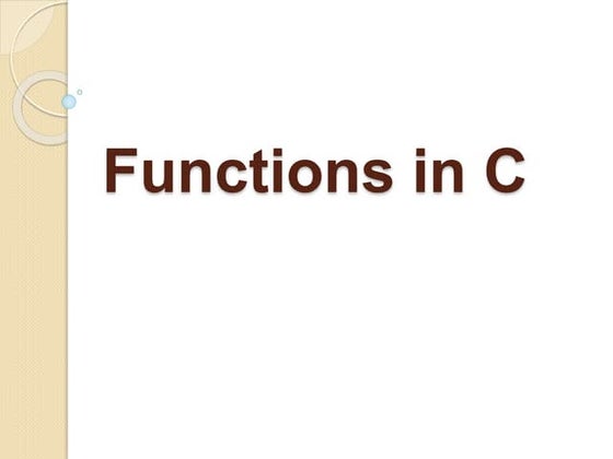 Presentation On Function In C Programming | Ppt