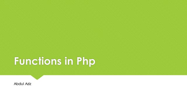 Functions In Php Ppt