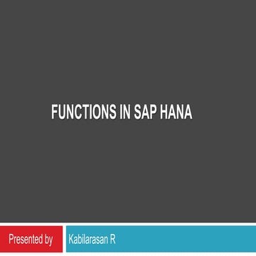 Functions In Sap Hana Pptx Databases Computer Software And 0125