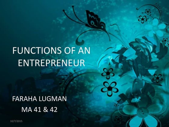 Entrepreneurship PPT | PPT