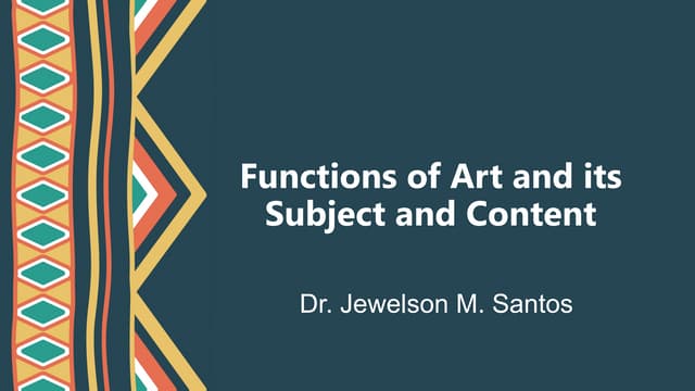 Art Appreciation: Subject and Content ; Kinds and Sources of Subjects ...