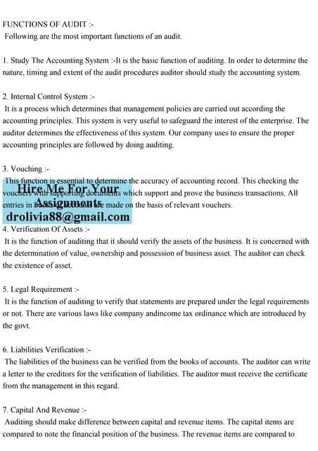 Functions Of Audit Following Are The Most Important Functions O Pdf