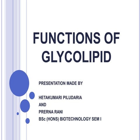 Functions of glycolipid | PPTX