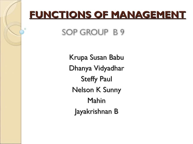 Functions of management | PPTX