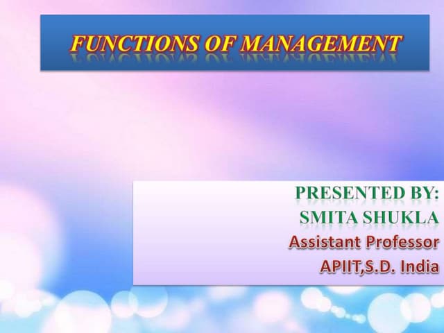 Functions of management | PPTX
