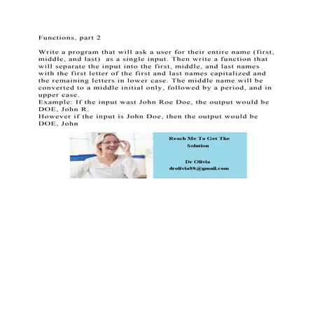 Functions, part 2Write a program that will ask a user for their .docx