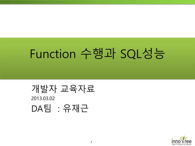 SQL performance and UDF | PPT SQL performance and UDF | PPT