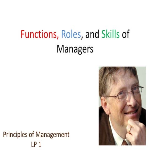 Functions, roles, and skills of managers | PPTX