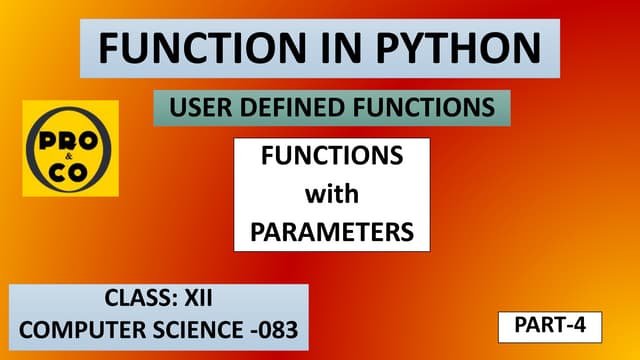 User Define Functions In Python With Parameters Pptx Programming 8068