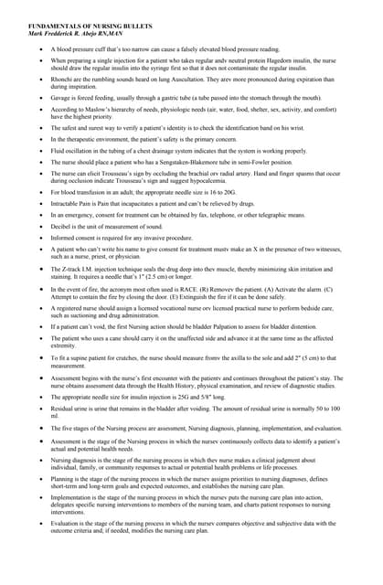 Medical surgical nursing bullets | PDF