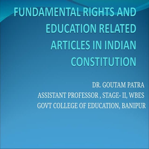 Fundamental Rights and education related. | PPT