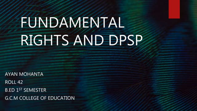 Fundamental rights Duties - Directive principles of state policy | PDF