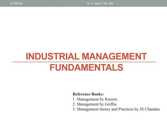 Concept of industrial management | PPT