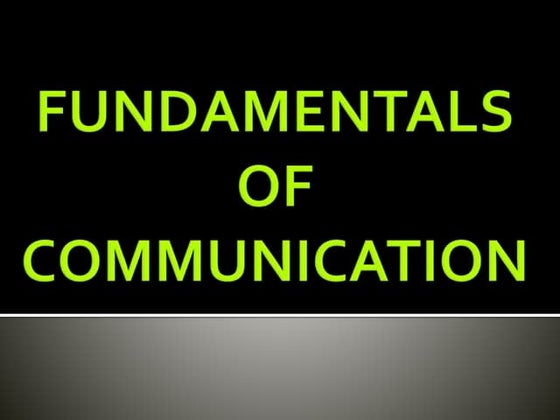 Fundamental of communication | PPT