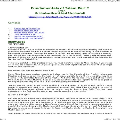 Fundamentals of Islam - part I | PDF