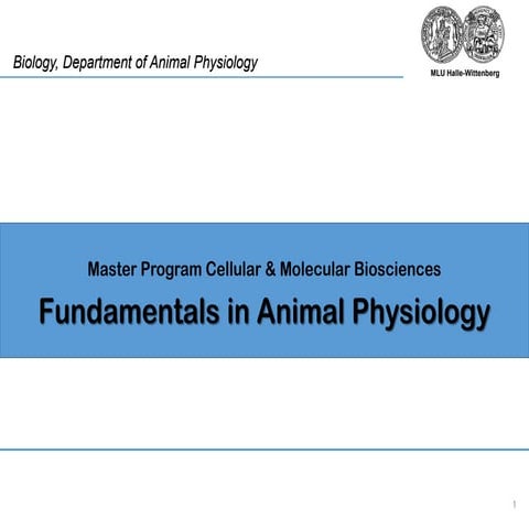 fundamentals in animal physiology for master studies | PDF