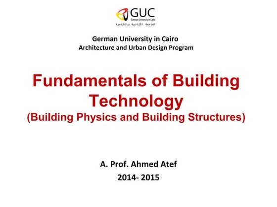 Arch 103 fundamentals of building technology timetable 2014-2015 | PDF