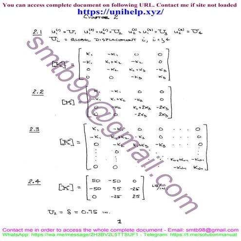 Complete Exercise Solutions for Fundamentals of Finite Element Analysis ...