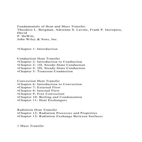 Fundamentals of Heat and Mass Transfer, Theodore L. Bergman,.docx