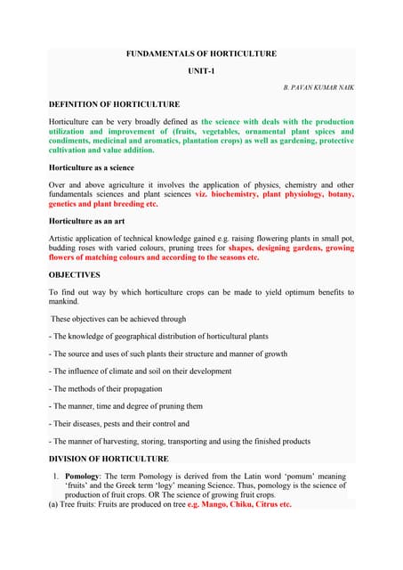 Horticulture introduction - Definition and Branches of Horticulture | PPT